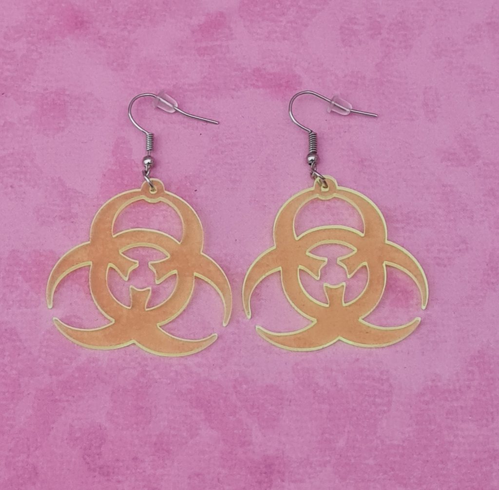 Neon Acrylic Biohazard Earrings – Biohazard Candy